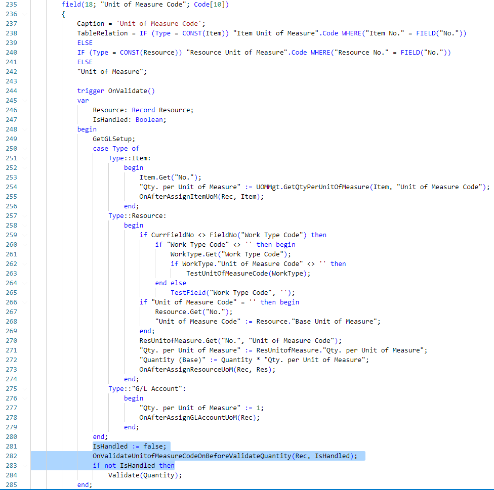 [Event Request] Table 210 "Job Journal Line" OnValidateUnitofMeasureCodeOnBeforeValidateQuantity ...