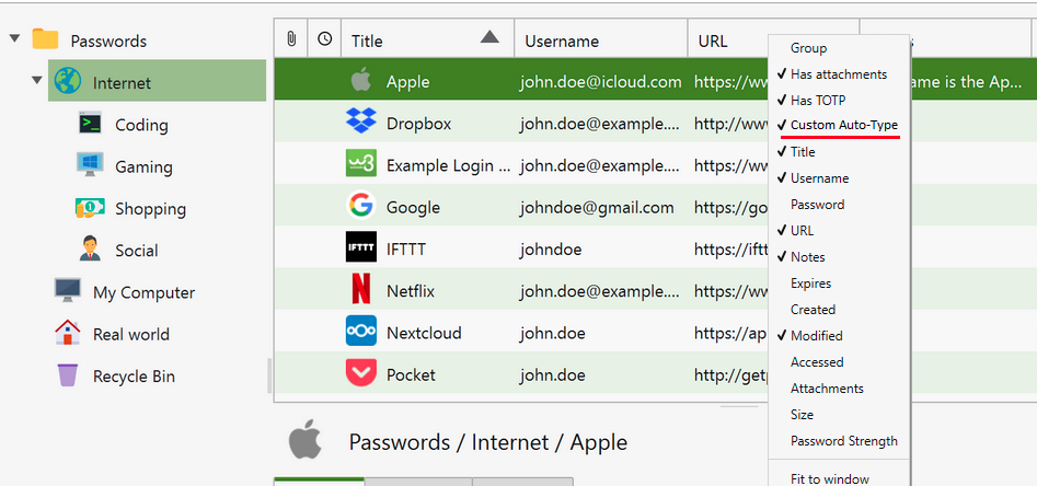 Add 'Has Custom Auto-type option enabled' to context menu/UI so I can see which entries · Issue ...