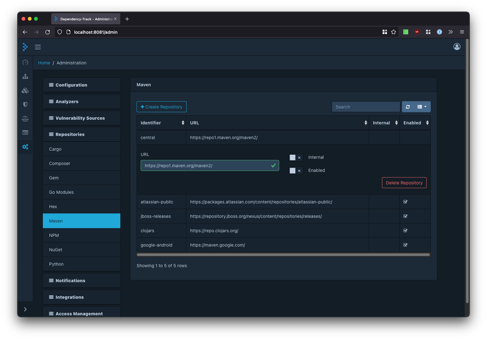 Can Denpendency Track Connect To The Private Vulnerabilitity Intelligence Such As Nvd And The