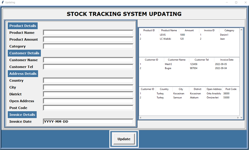 GitHub - ibugra/Stock_Tracking_System: Interface