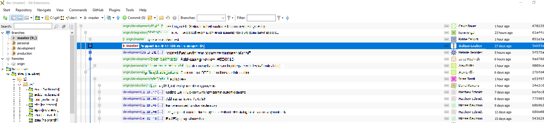 Main view only displays most recent commit on branch, or tagged commits. · Issue #7354 ...