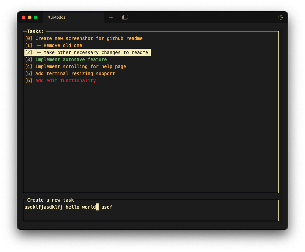 GitHub - rossw01/tui-todos: Minimalistic TUI based activity tracker ...