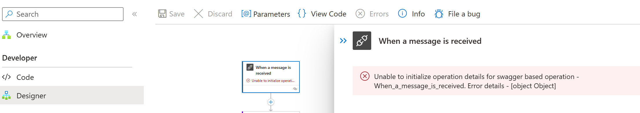 Unable to initialize operation details for swagger based operation · Issue #3271 · Azure ...