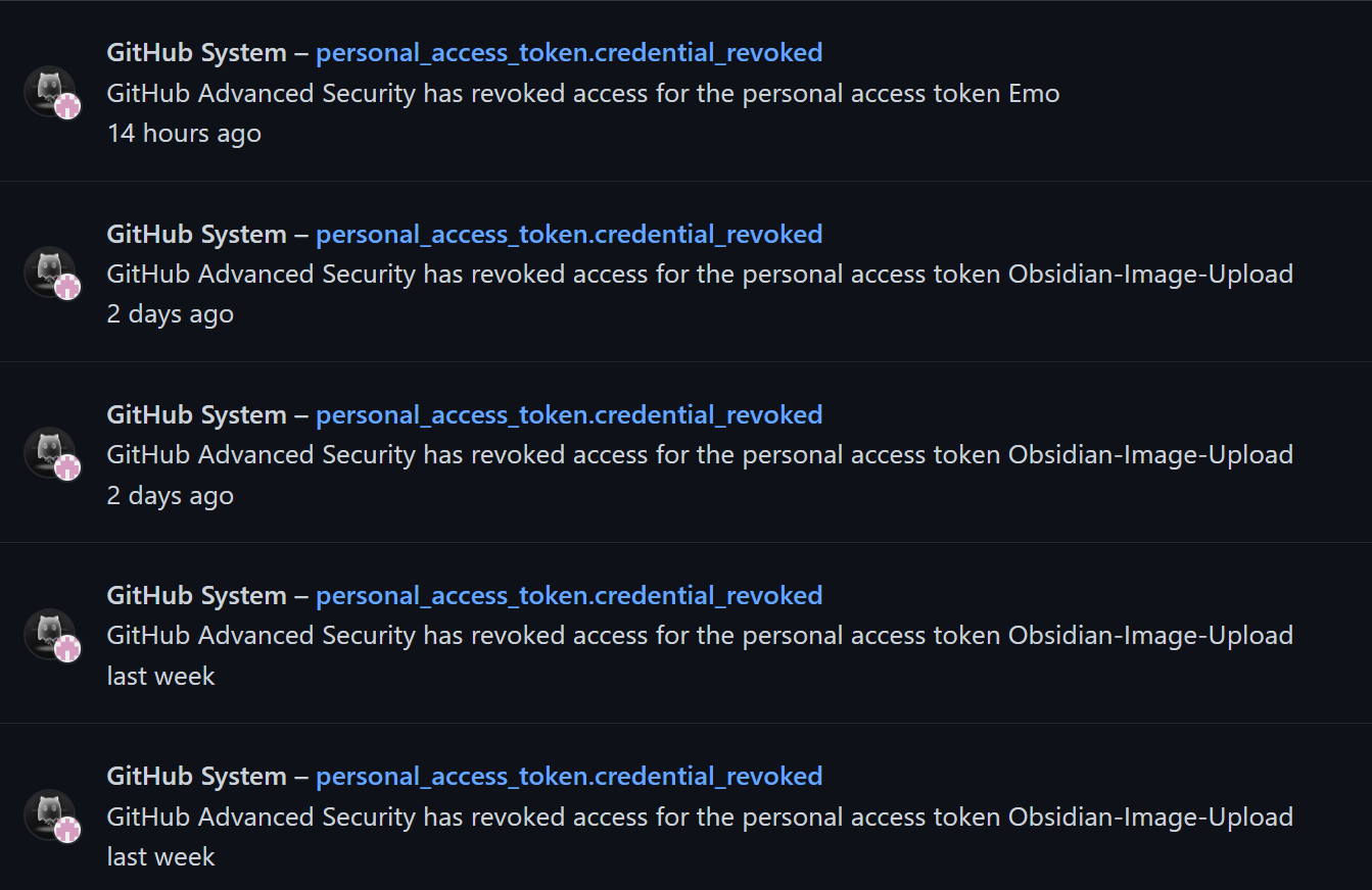 GitHub Advanced Security has revoked access for the personal access ...
