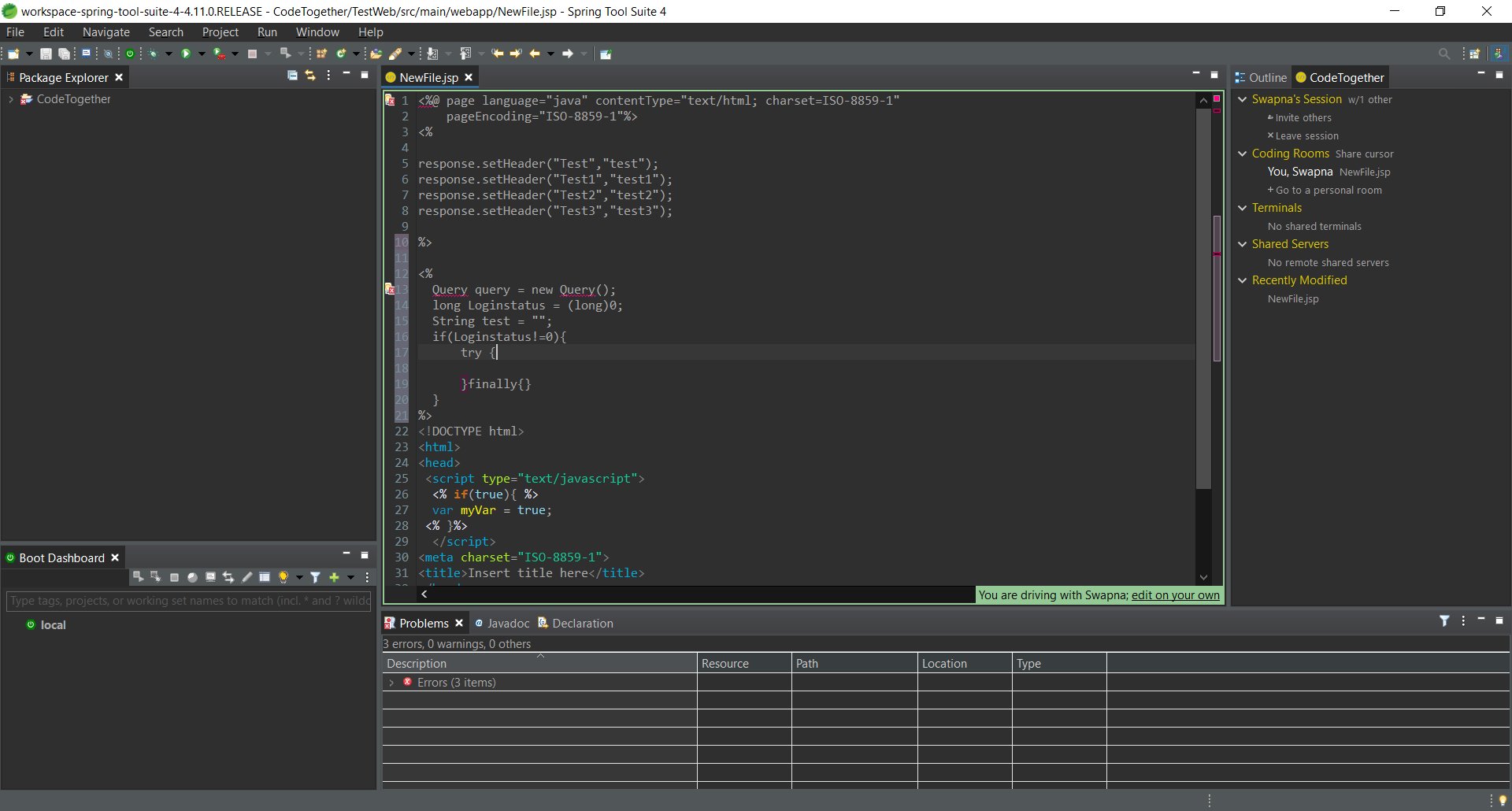 Scriptlets in JSPs are not highlighted · Issue #337 · CodeTogether-Inc/CodeTogether · GitHub