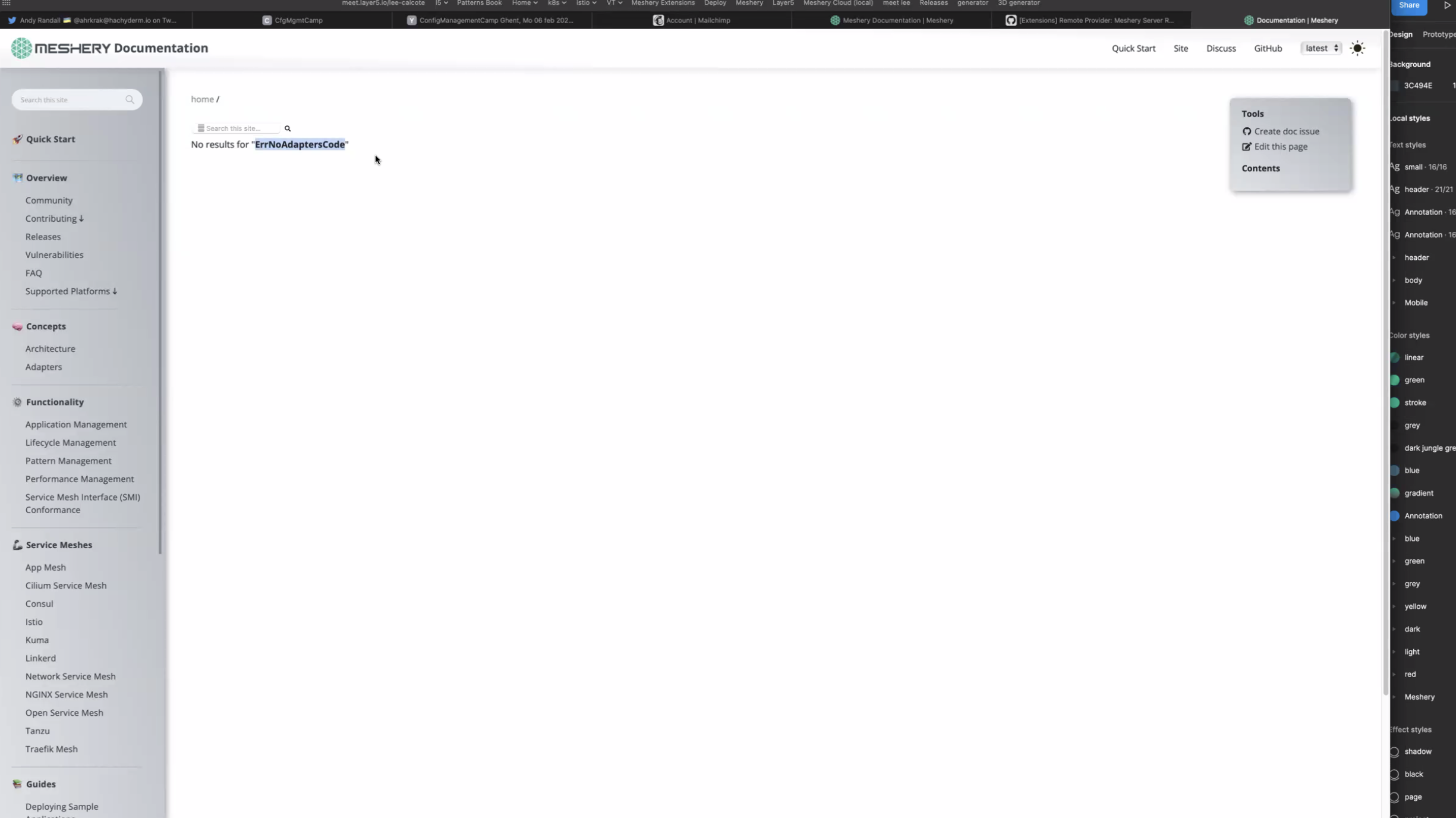 [Docs] Error codes is not coming on search. · Issue #7050 · meshery/meshery · GitHub