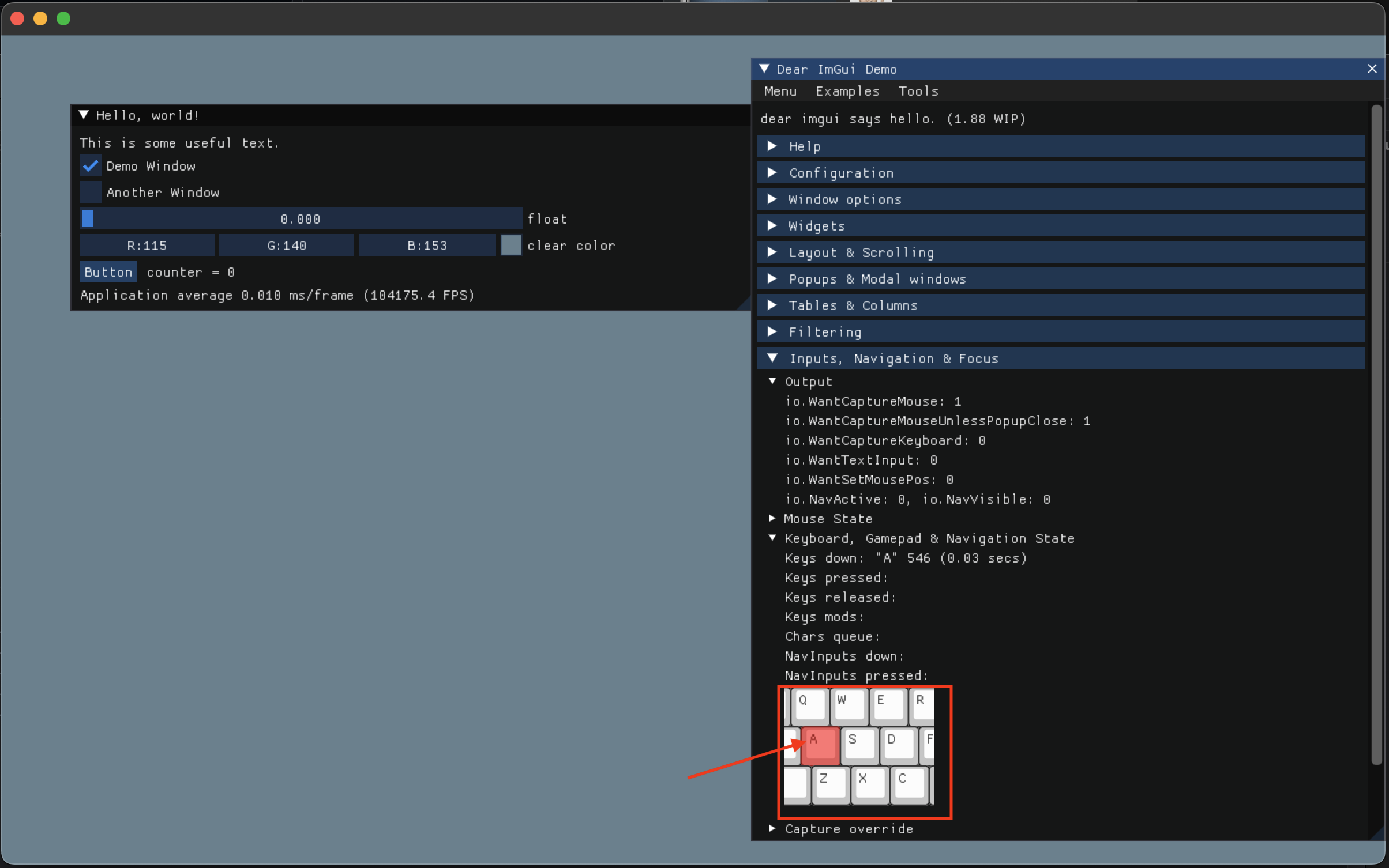 in demo case, when i press and release cmd + A, key 'A' not restored ...