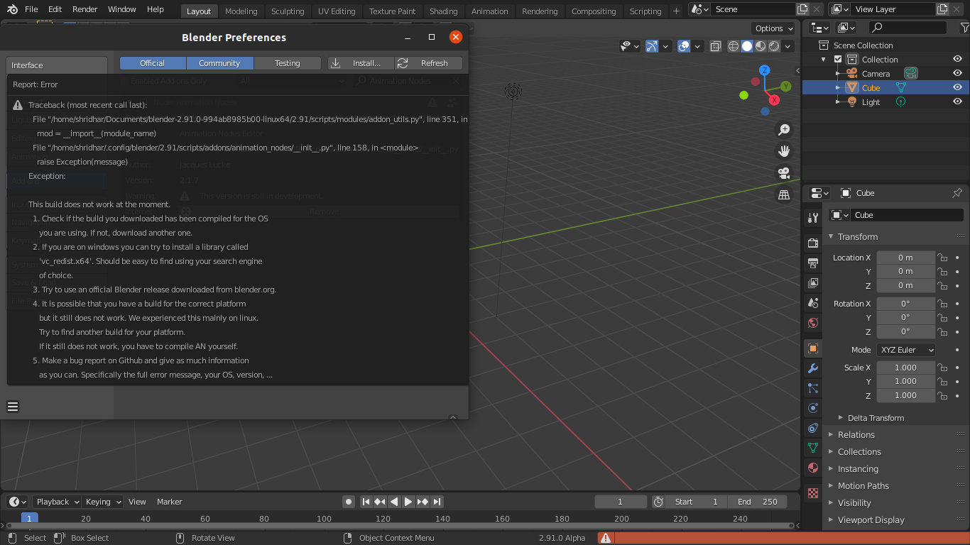 Cant install animation nodes in blender 2.79, 2.80, 2.81, 2.82, 2.83.4, 2.90 beta, 2.91 alpha in ...