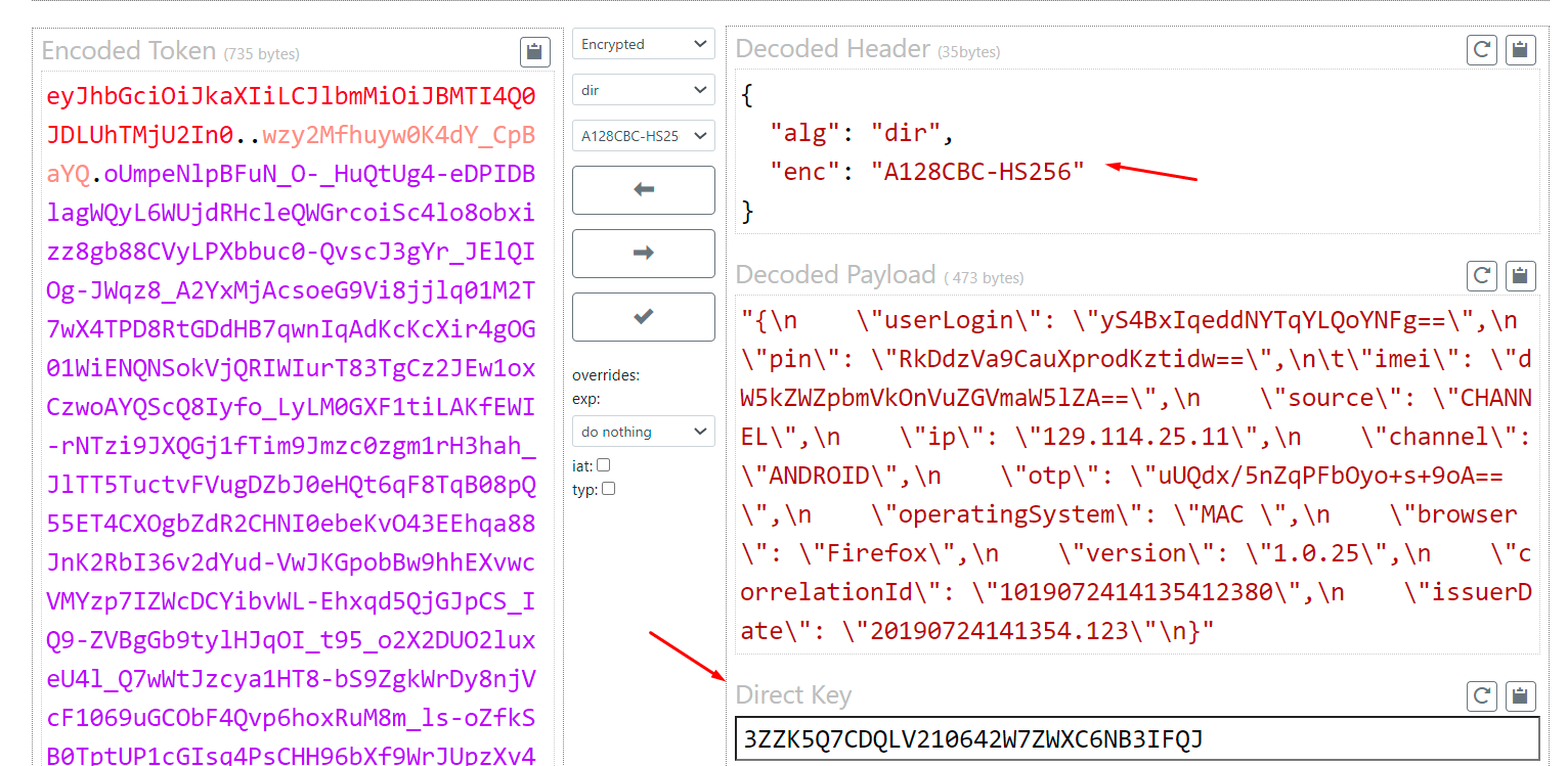 JWE with alg:dir enc:A128CBC-HS256 · Issue #241 · cisco/node-jose · GitHub