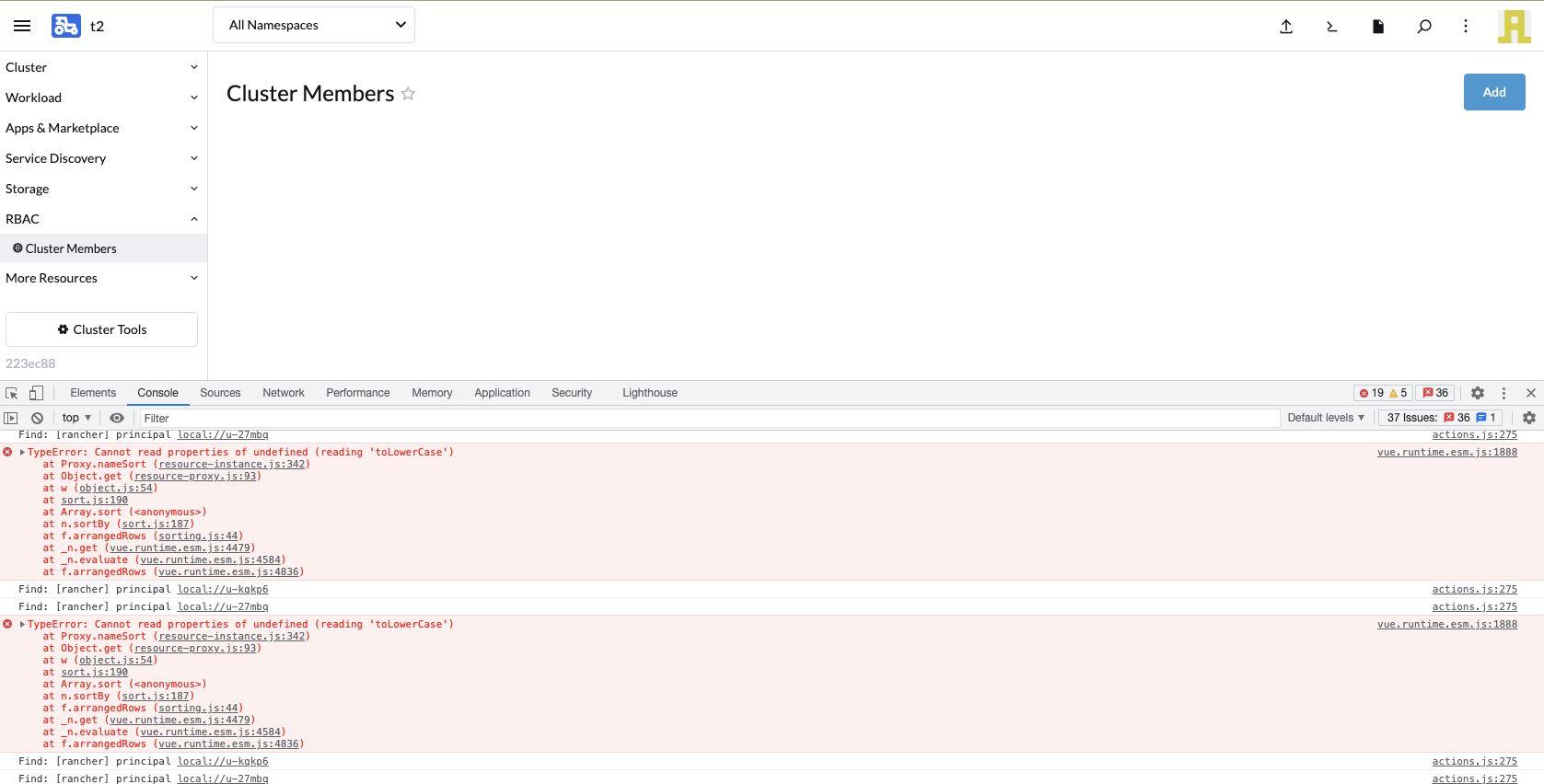Cluster members page is broken after adding a cluster member · Issue #4263 · rancher/dashboard ...