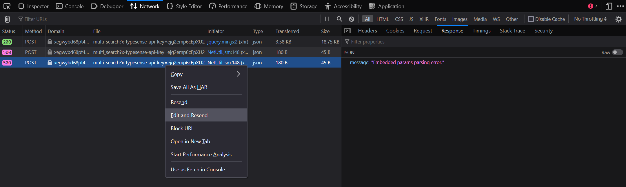 Embedded params parsing error in Firefox · Issue #583 · typesense/typesense · GitHub