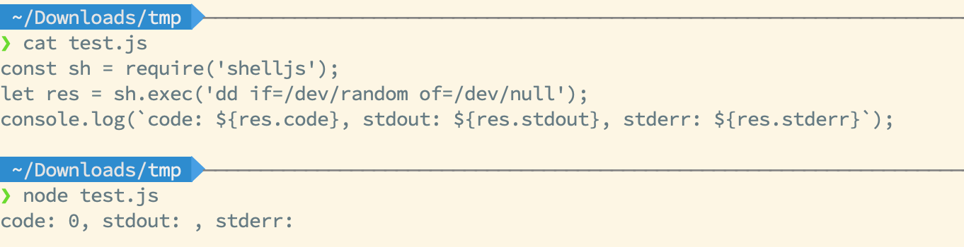 Exit code of sh.exec() is not always correct. · Issue #1034 · shelljs/shelljs · GitHub