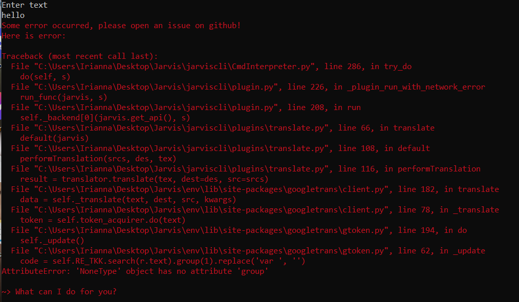 Error in translate plugin · Issue #868 · sukeesh/Jarvis · GitHub