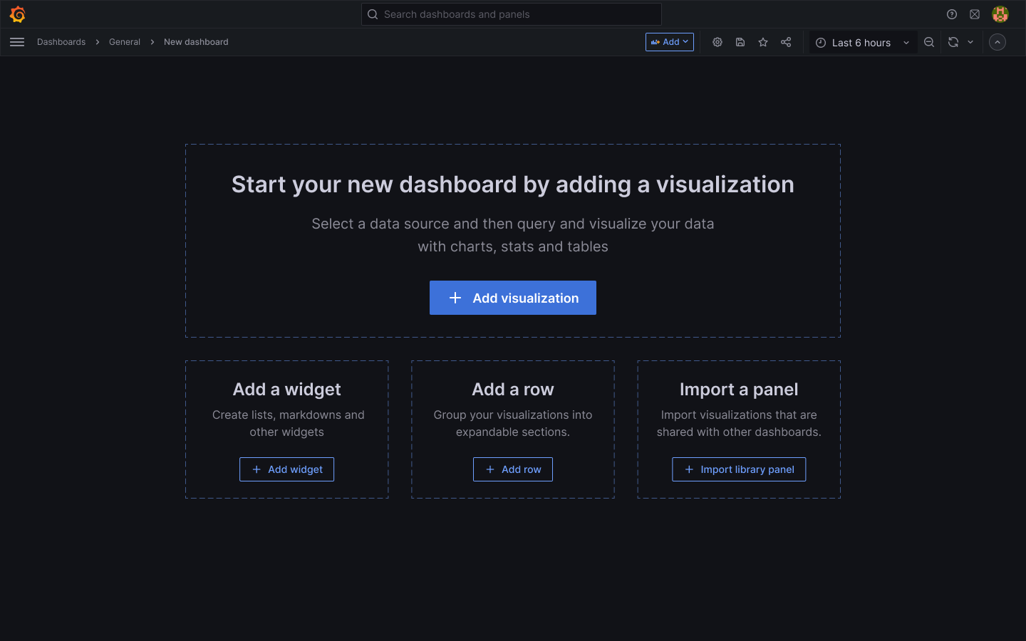 Split Between Widgets And Visualizations In Empty State And Editor · Issue 65586 · Grafana