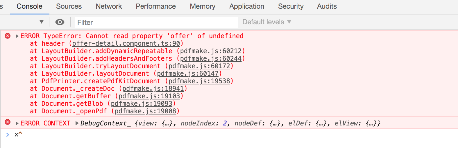 Different headers | header:function (currentPage) Cannot read property ' property ' of undefined ...