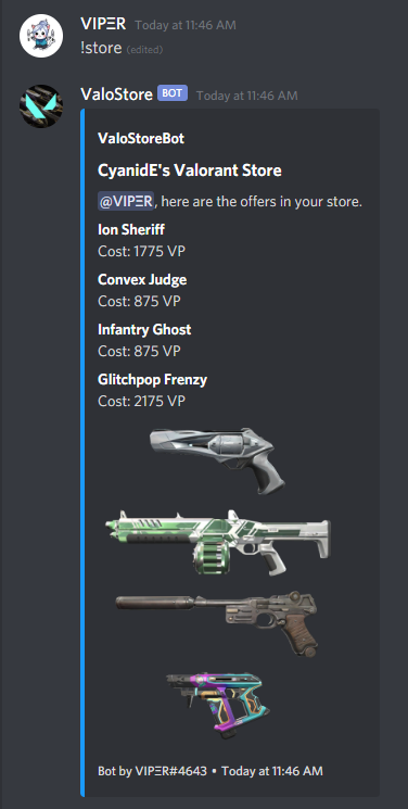 GitHub - sudhxnva/valo-store-bot: Bot that retrieves the skin offers on one's Valorant store