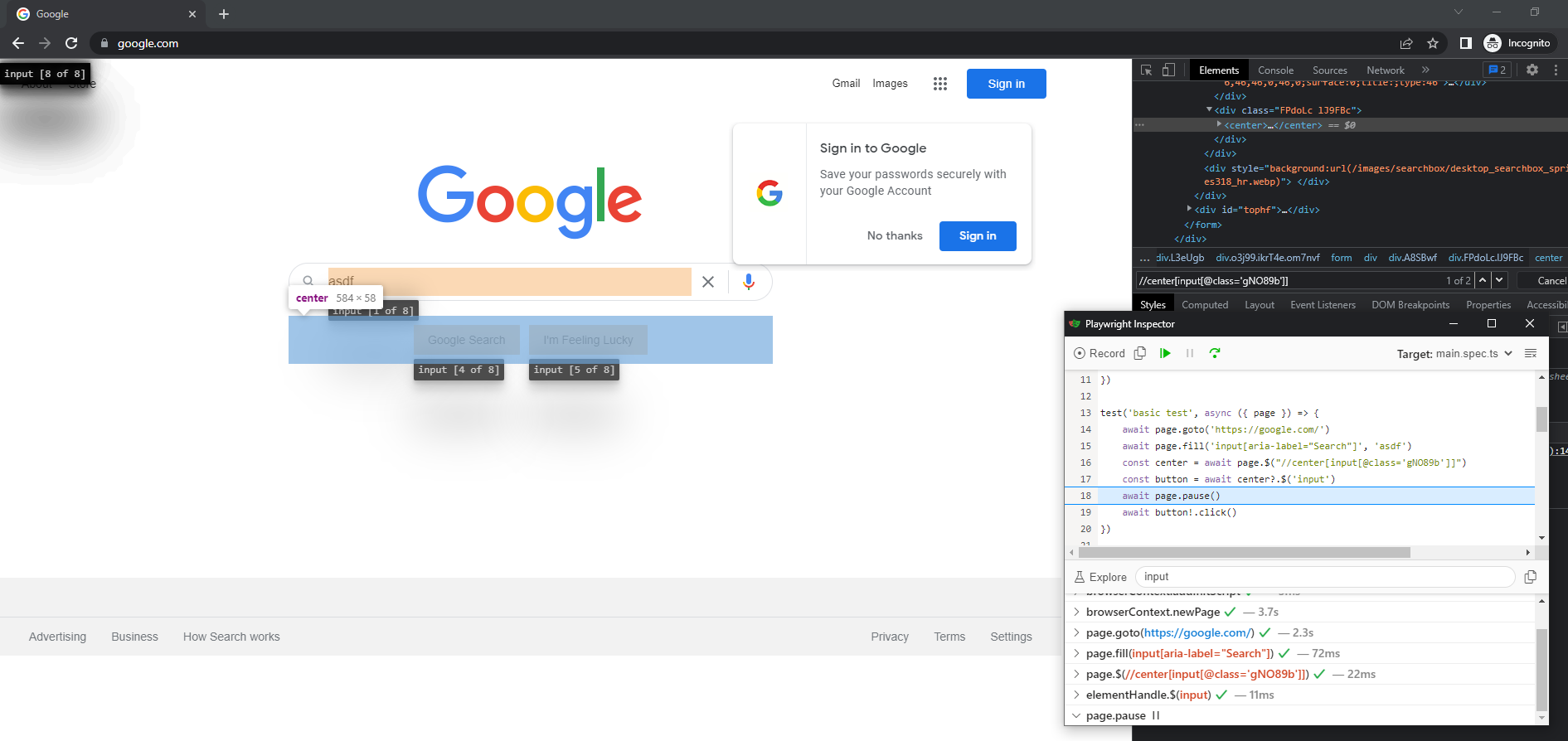 [BUG] inspector highlights all elements instead of child elements of the `ElementHandle` when ...