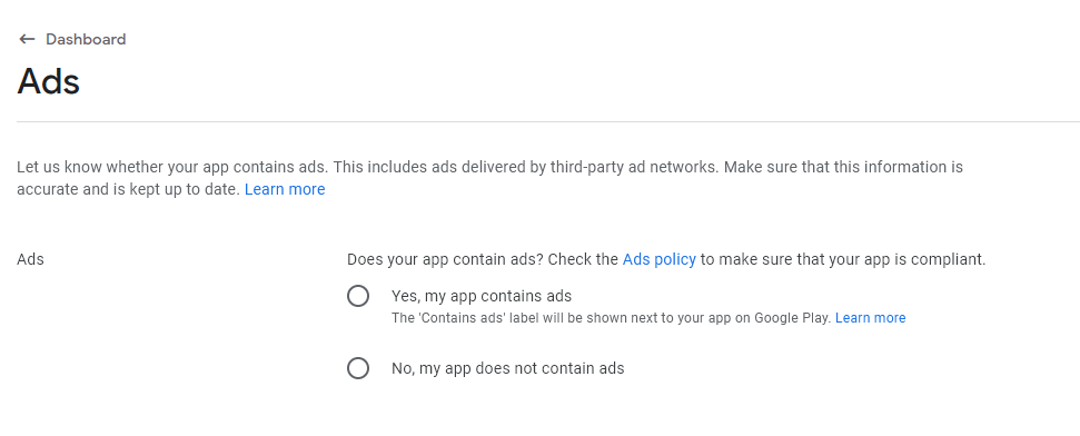 play.google.com/console - false positive on "Ads" step · Issue #12872 ...