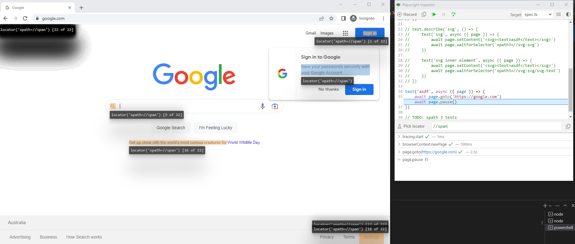 Bug Locator Picker In Trace Viewer Behaves Differently To The One In The Playwright Inspector 