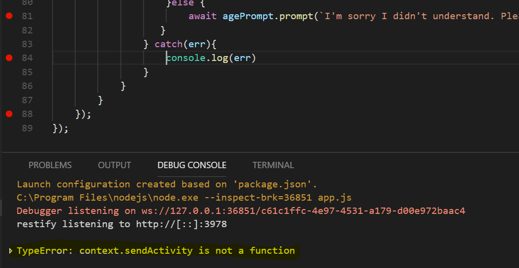 Wiki sample code error - prompt validation · Issue #188 · microsoft/botbuilder-js · GitHub