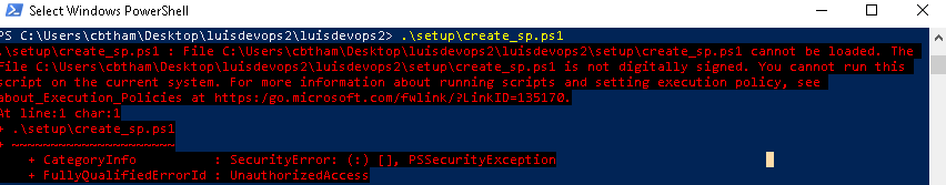 Powershell script execution error when creating service principal ...