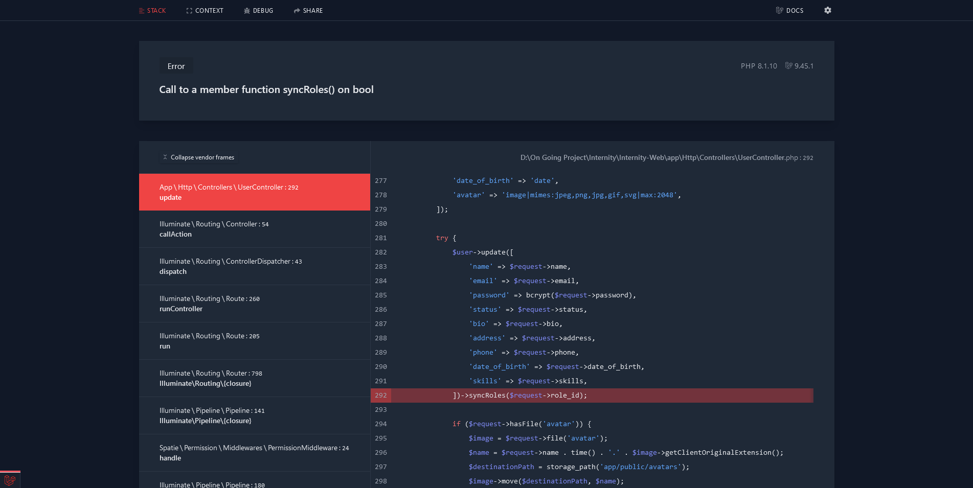 Error SyncRole when edit User · Issue #1 · Internity-dev/Internity · GitHub