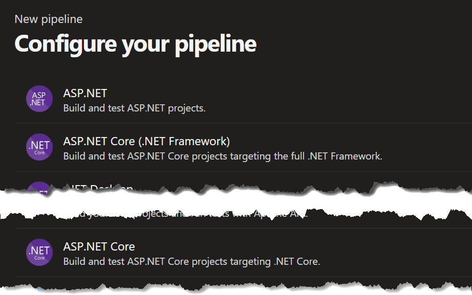 Selection of ASP.NET Projects on New Pipeline Configuration Screen in Azure DevOps is Confusing ...