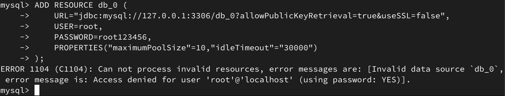 ADD RESOURCE ds_1 failed · Issue #18425 · apache/shardingsphere · GitHub