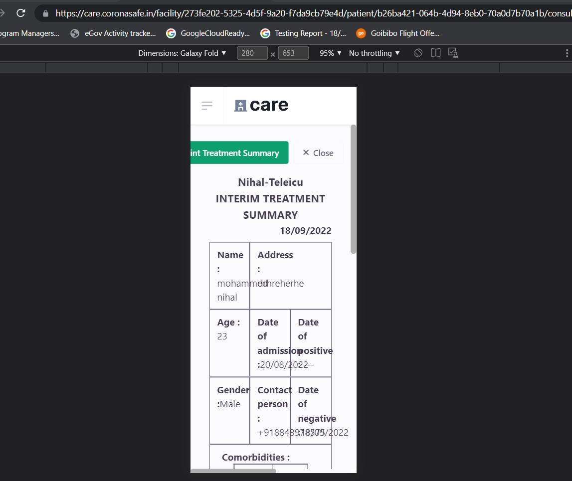 Treatment Summary is not responsive in galaxy fold · Issue #3605 · ohcnetwork/care_fe · GitHub