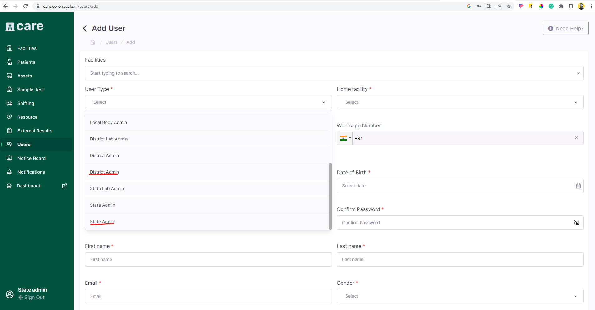 Read only user type are not available in the creation form · Issue #4735 · ohcnetwork/care_fe ...