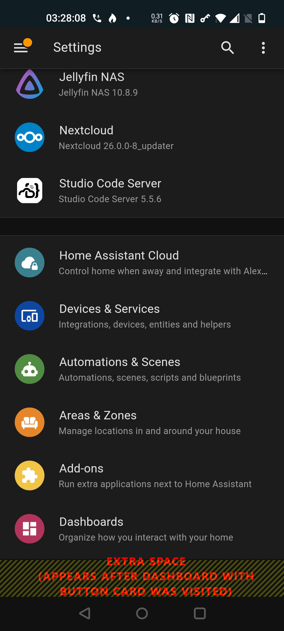 Extra, sticky scrollbar and empty space when dashboard with Button Card is visited [2023.4.0b3 ...