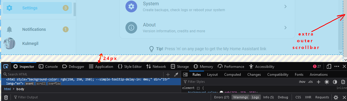 Extra, sticky scrollbar and empty space when dashboard with Button Card ...