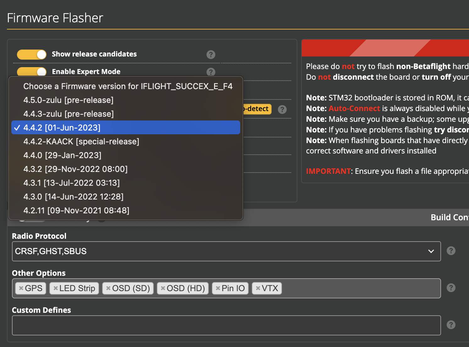 No crossfire telemetry after upgrade to 4.4.2 on IFLIGHT_SUCCEX_E_F4 · Issue #13049 · betaflight ...