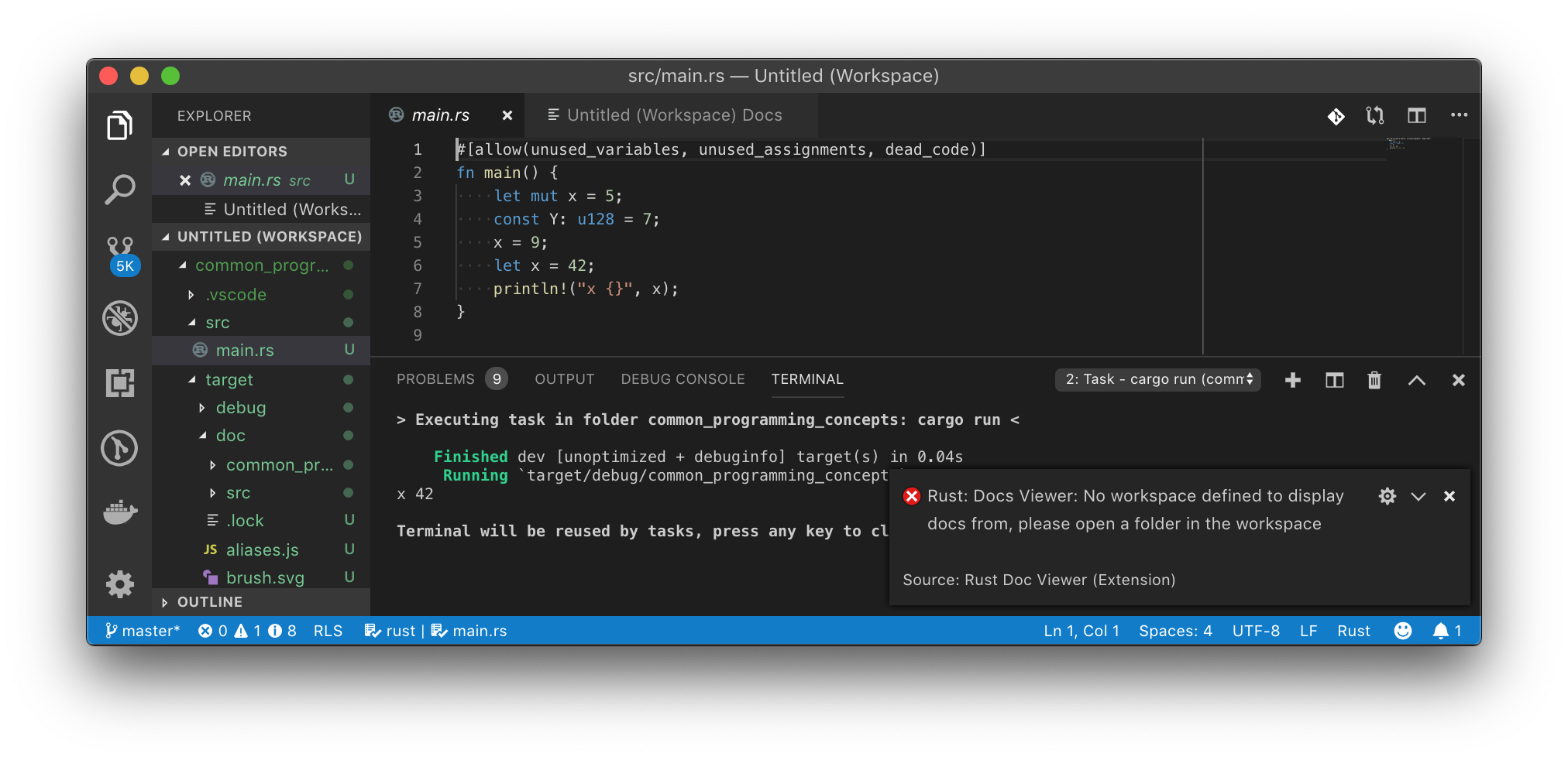 Support "UNTITLED (WORKSPACE)" · Issue #1 · JScearcy/rust-doc-viewer · GitHub