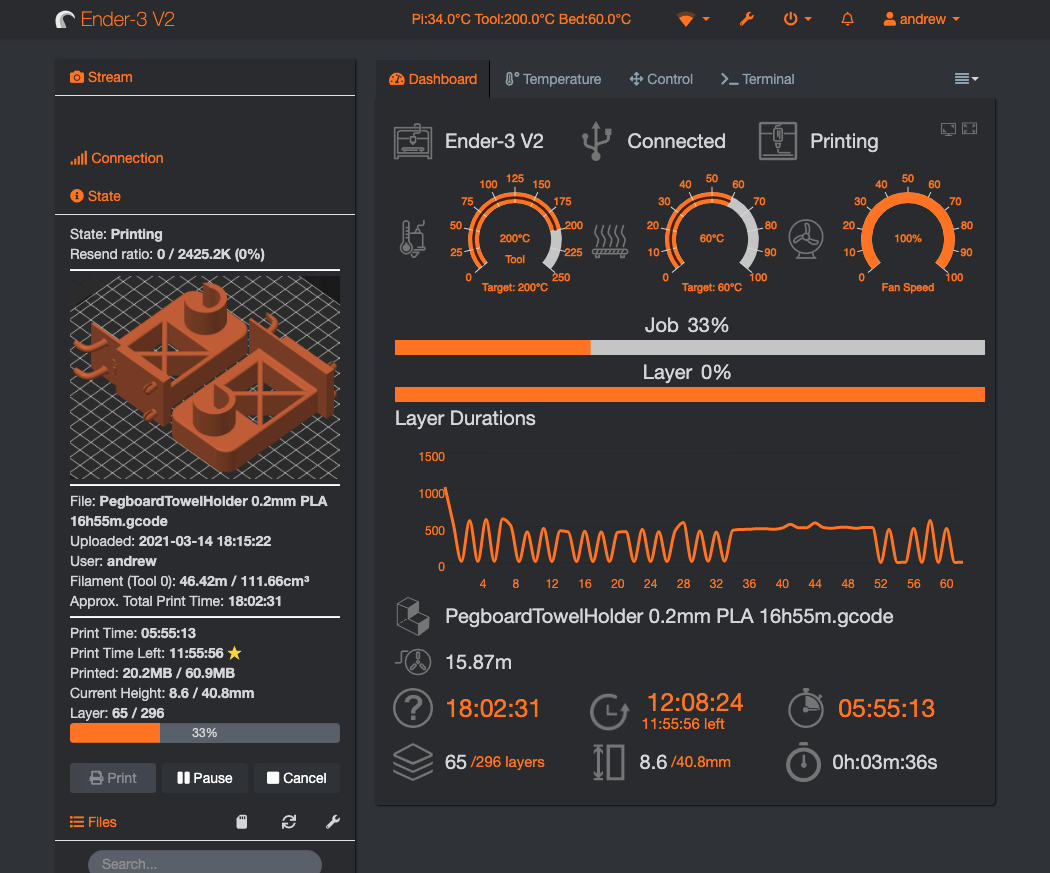 Layer Percentage not updating · Issue #262 · j7126/OctoPrint-Dashboard · GitHub