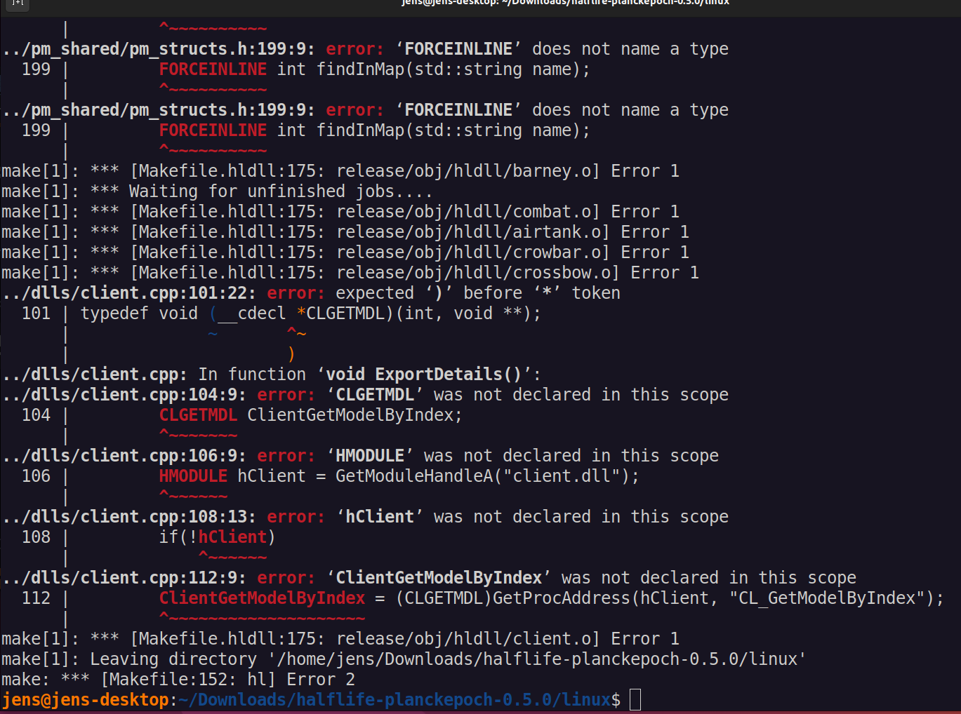 Sorry I Have Problem With Makefile Under Linux Error · Issue 26 · Edgarbarneyhalflife