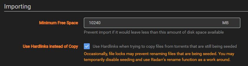 Import Fails Due To Free Space For Hardlink · Issue 8049 · Radarr Radarr · Github