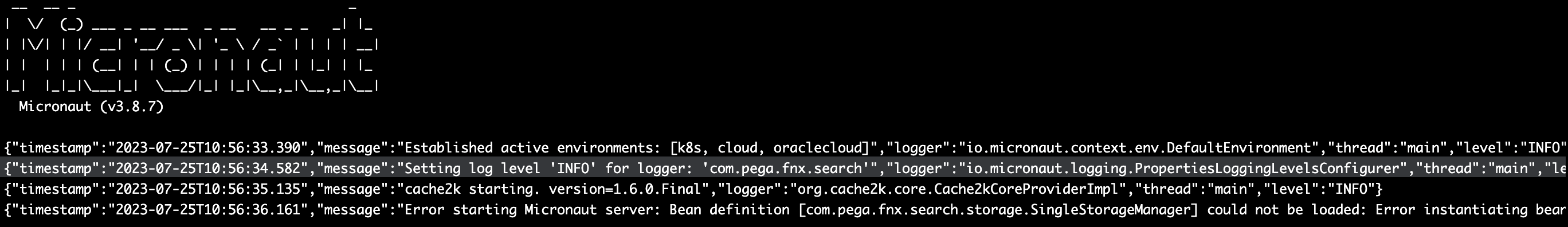 Error starting Micronaut server: Bean definition [com.pega.fnx.search.storage ...