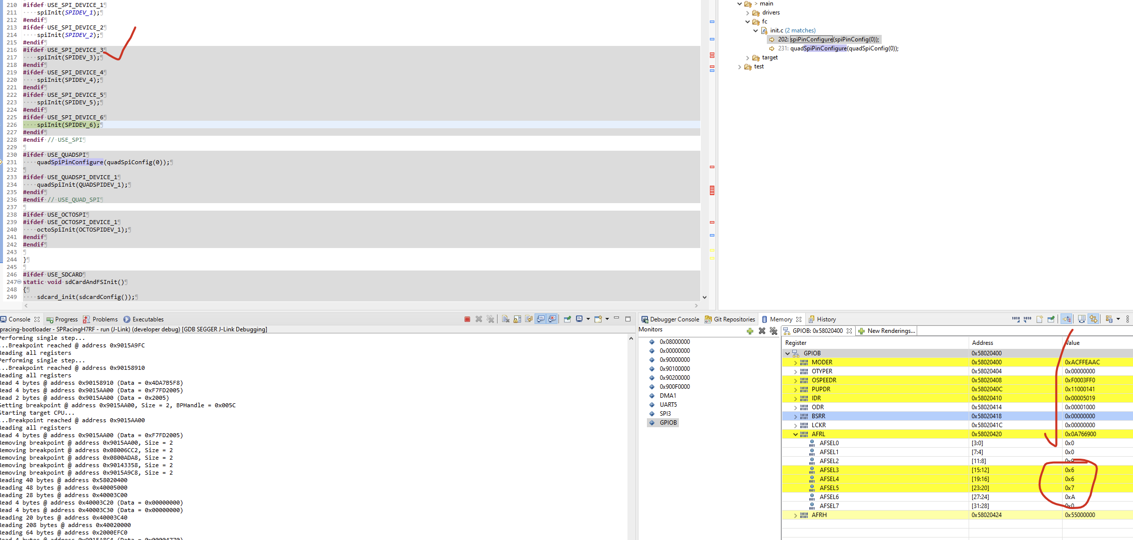 SPRACINGH7RF Failure to boot caused by re-use of SPI pins. · Issue ...