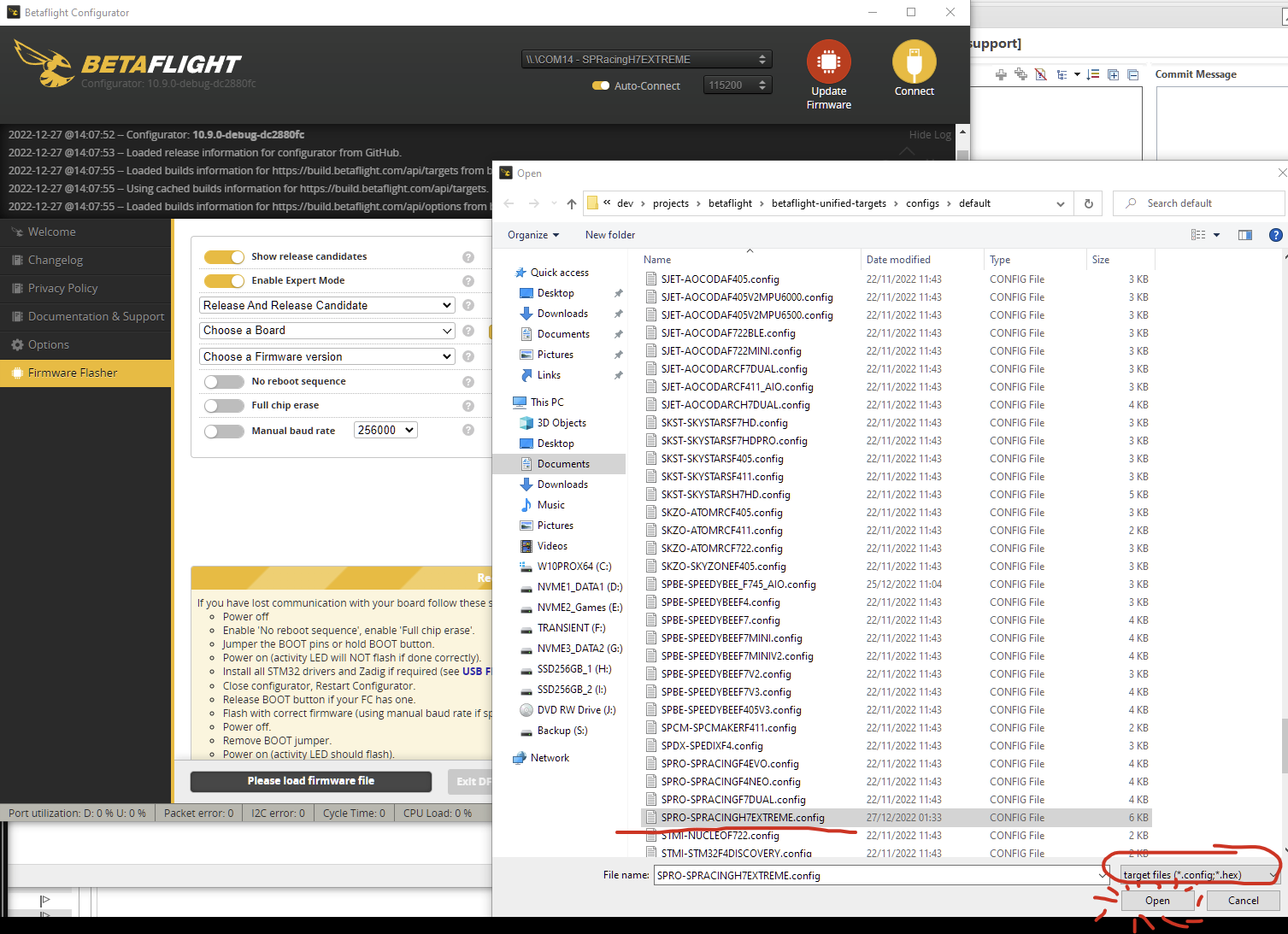 Unable to access Build Configuration or flash a target using a '.config' file. · Issue #3172 ...