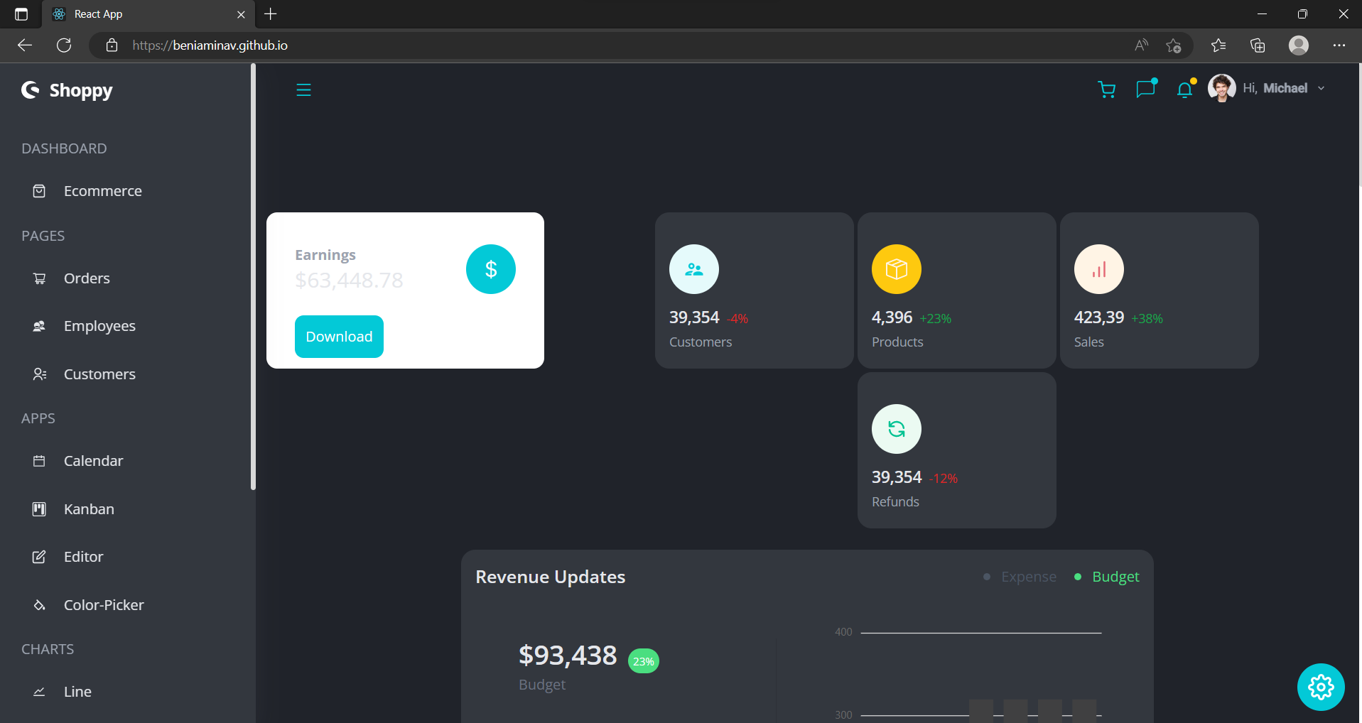 GitHub - BeniaminAV/Dashboard: React, Tailwind CSS