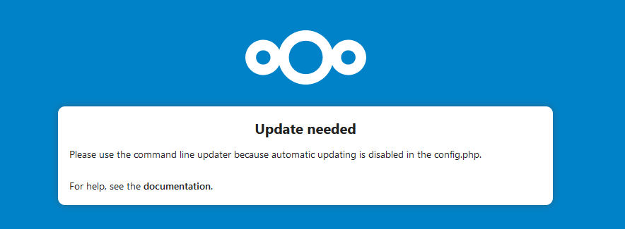 Update from 25.x to 26. - Server stuck on "Update Needed screen" · Issue #2473 · nextcloud/vm ...