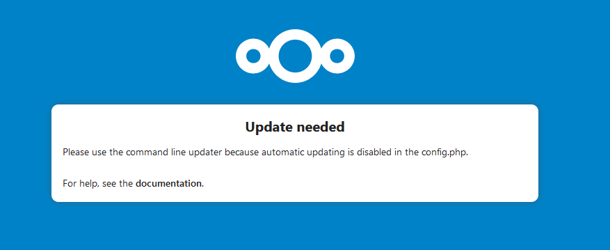 Update from 25.x to 26. - Server stuck on "Update Needed screen" · Issue #2473 · nextcloud/vm ...