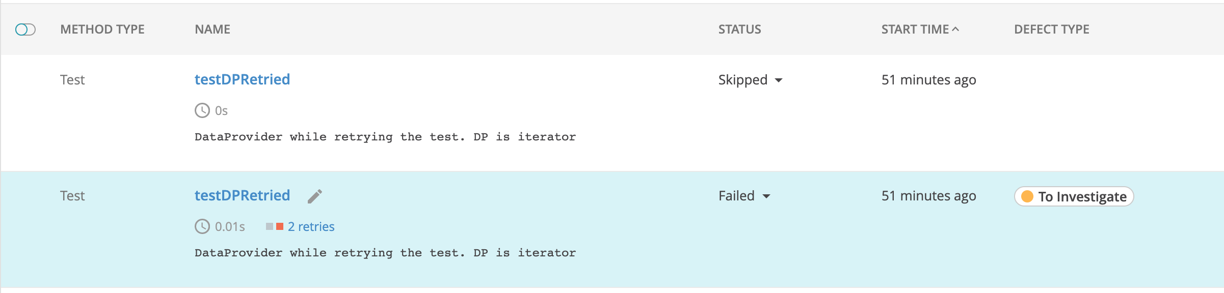 [v5bug] Retried test is shown as a separate test. They don't merge in ...
