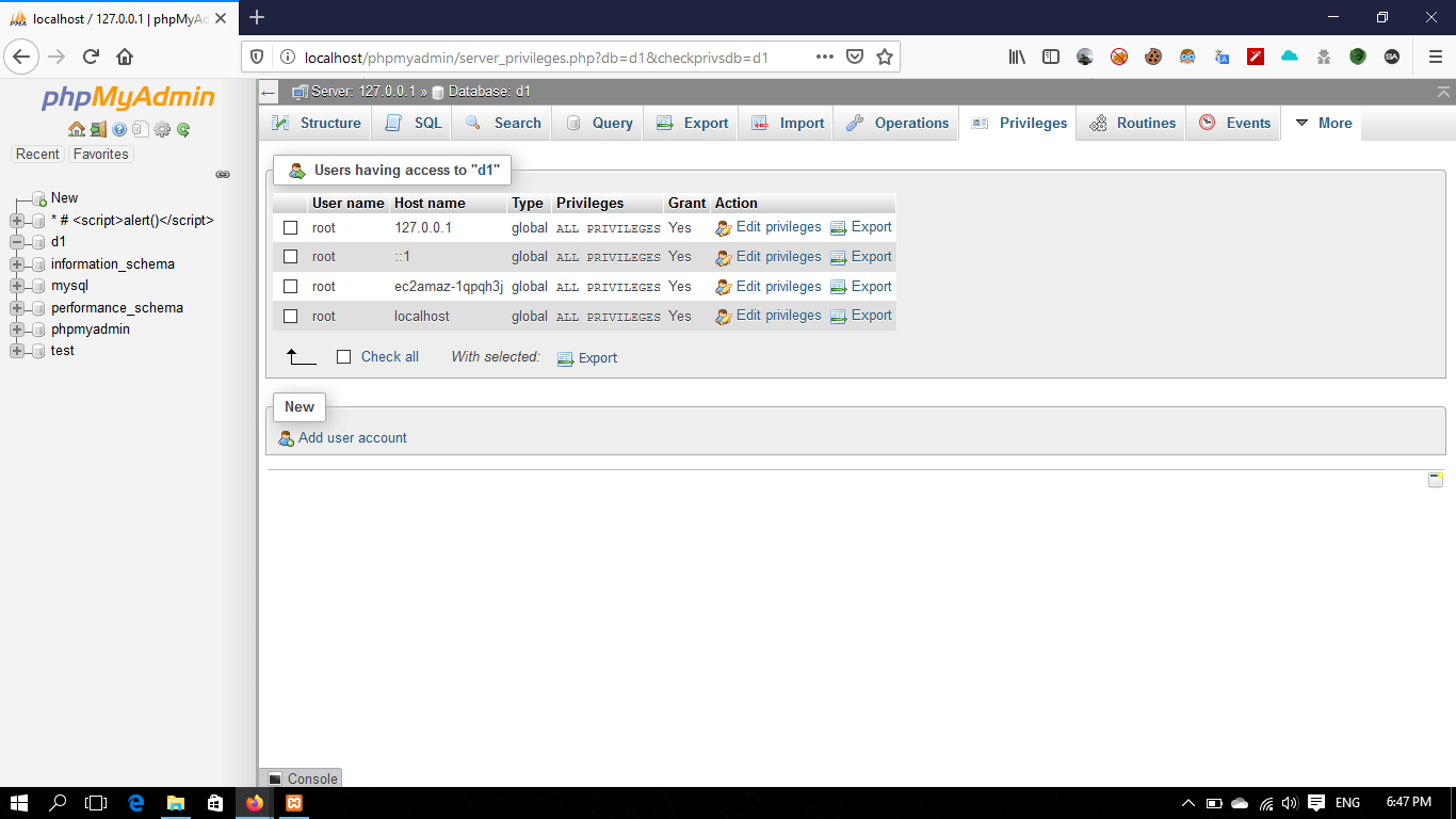 Corrupt internal DB allows more permissions · Issue #15576 · phpmyadmin/phpmyadmin · GitHub