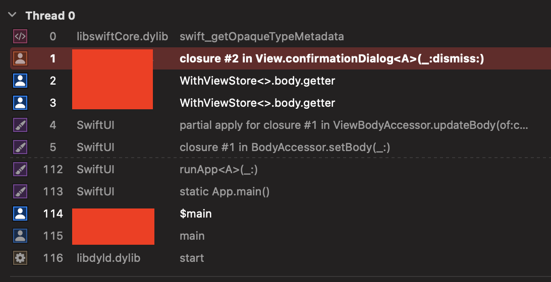 SwiftUI `alert` from TCA causes a crash on iOS 14 & Xcode 13.2 & Release mode · Issue #928 ...
