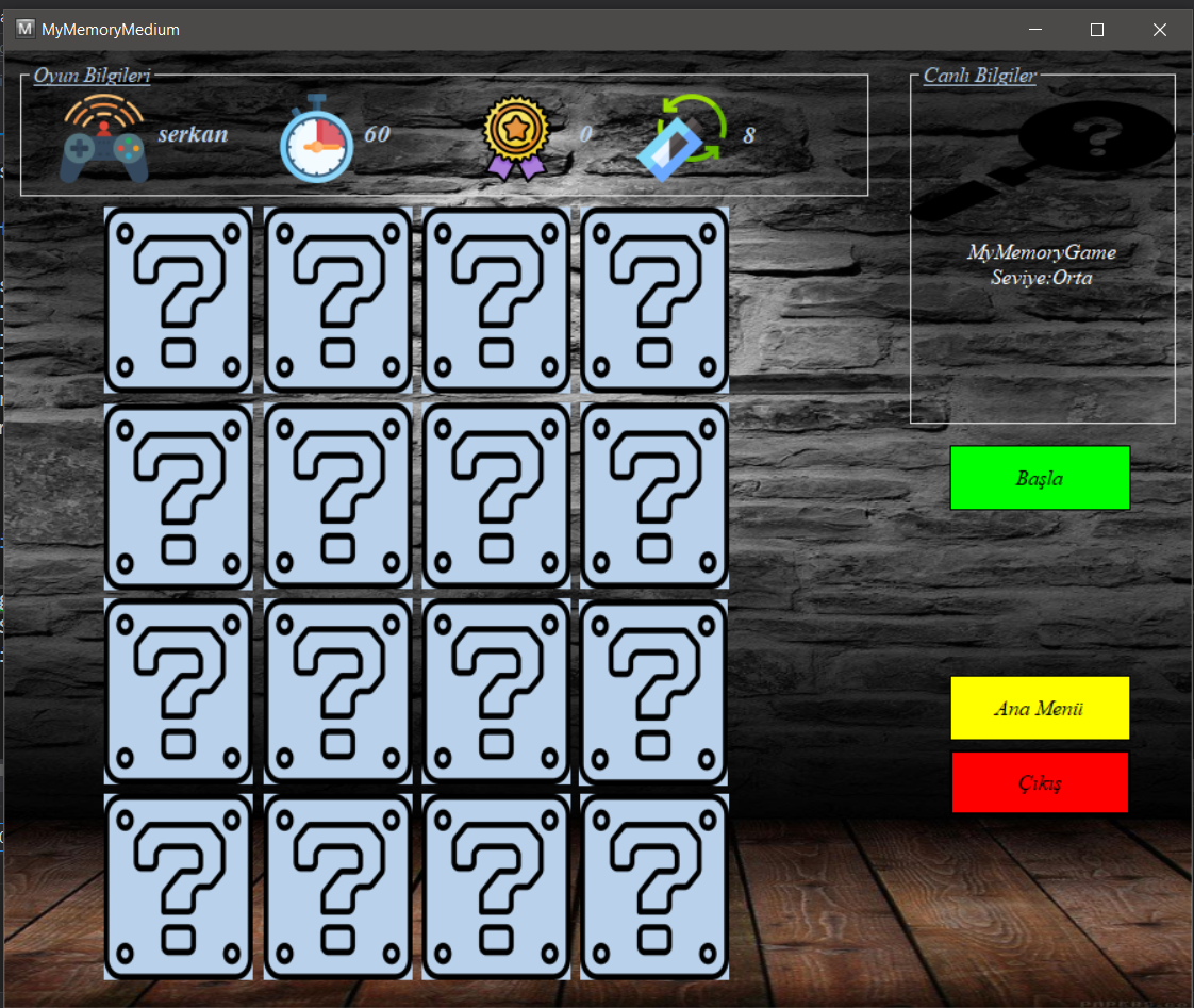 GitHub - SerkanOzkann/CSharpMemoryGame: C#MemoryGame(Hafıza Oyunu)