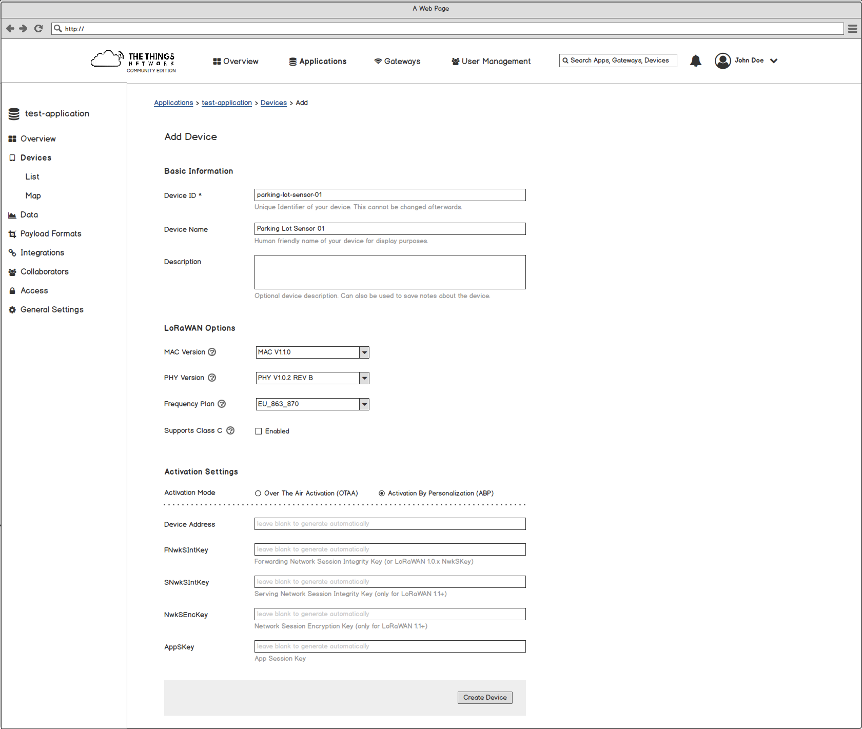 Console support for adding devices to an application · Issue #332 · TheThingsNetwork/lorawan ...