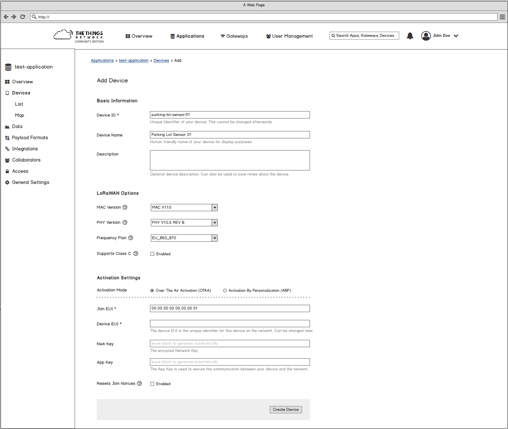 Console support for adding devices to an application · Issue #332 · TheThingsNetwork/lorawan ...
