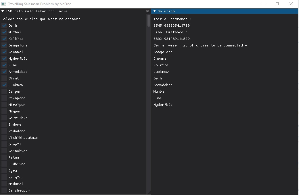 GitHub - vivekiet22/TravellingSalesmanProblem: final year project